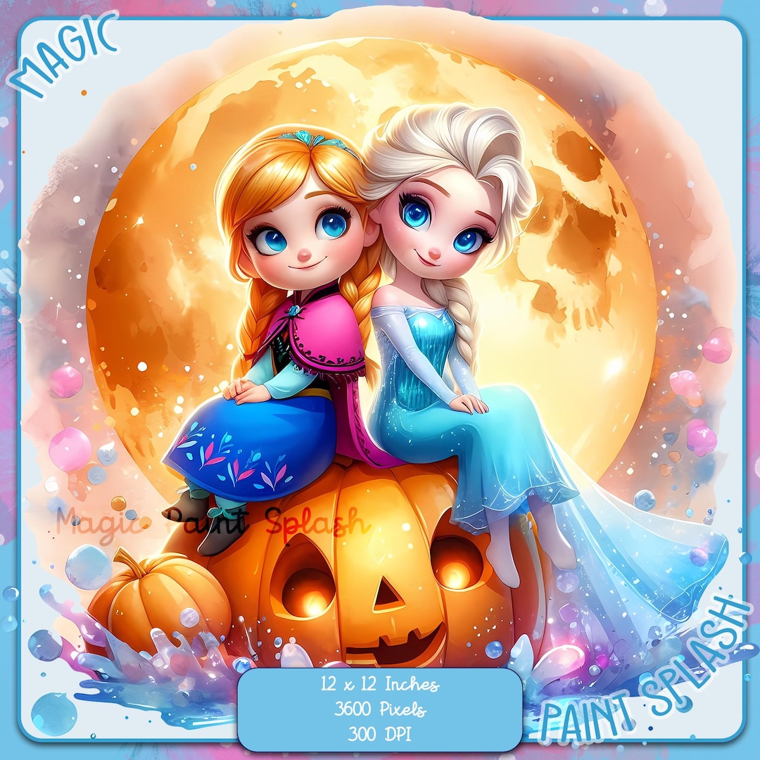 Anna and Elsa Halloween PNG: Watercolor Clipart (digital Download) - Etsy