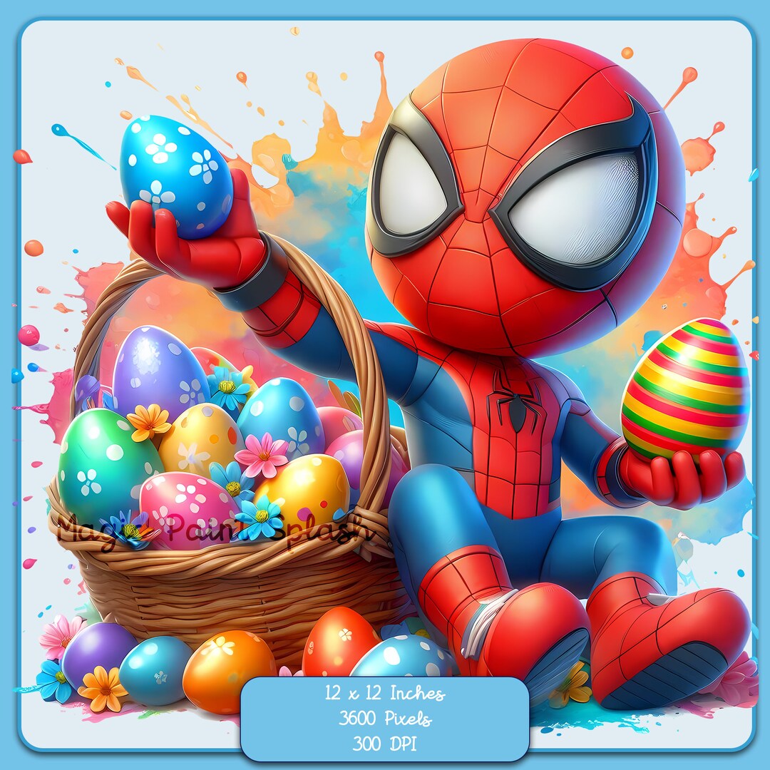 Cute Spidey Easter Watercolor Splash, Clipart Images, Graphics and ...