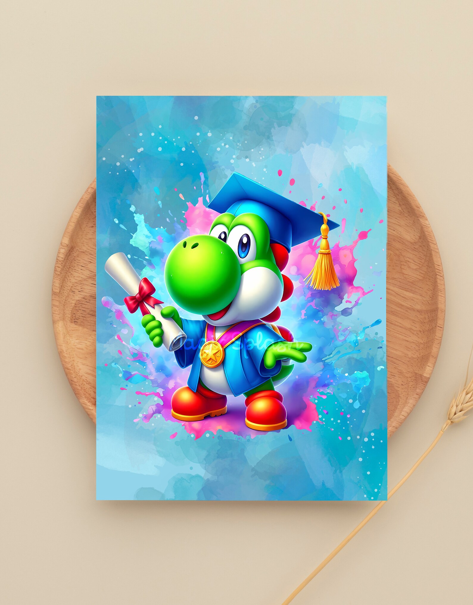 Yoshi Graduation PNG: Watercolor Splash Clipart (digital Download) - Etsy
