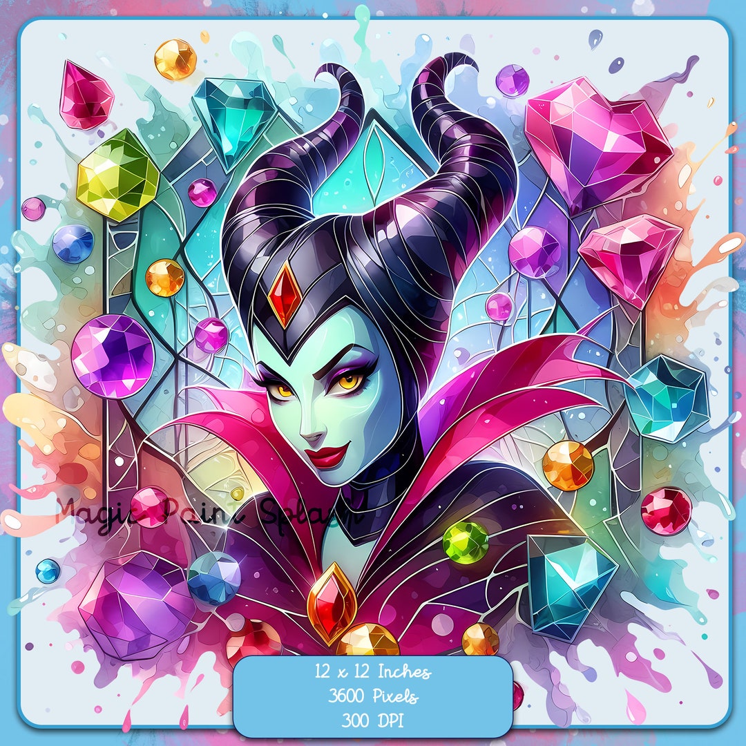 Maleficent Gemstones Watercolor Splash: Villain PNG Image (digital ...