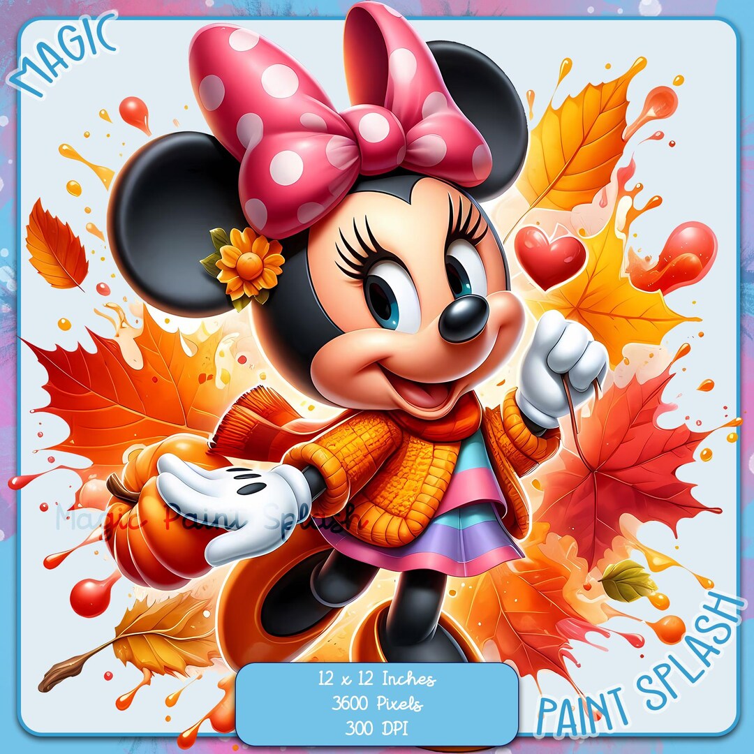 Falltime Minnie Mouse PNG: Watercolor Clipart Image (digital Download ...
