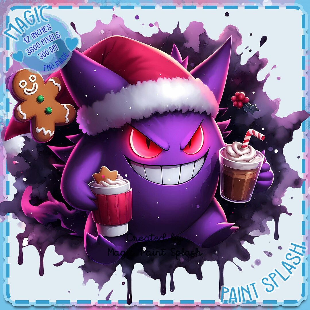Christmas Snack Gengar Watercolor Splash, Clipart Images, Graphics and ...