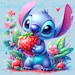 Stitch Floral W/ Strawberries Watercolor Splash, Clipart Images ...