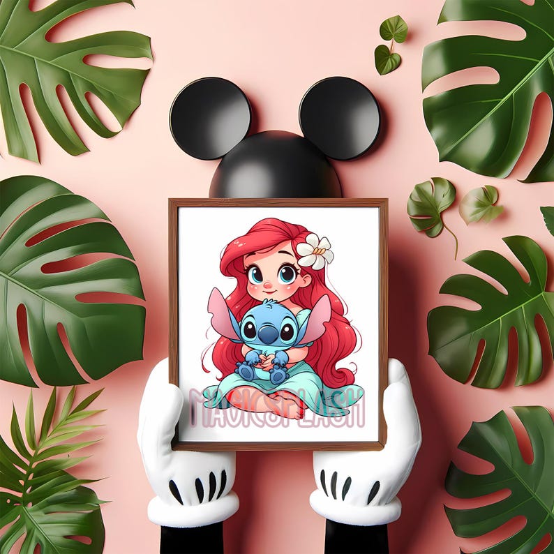 Ariel and Stitch Hug: Watercolor Clipart PNG (digital Download) - Etsy