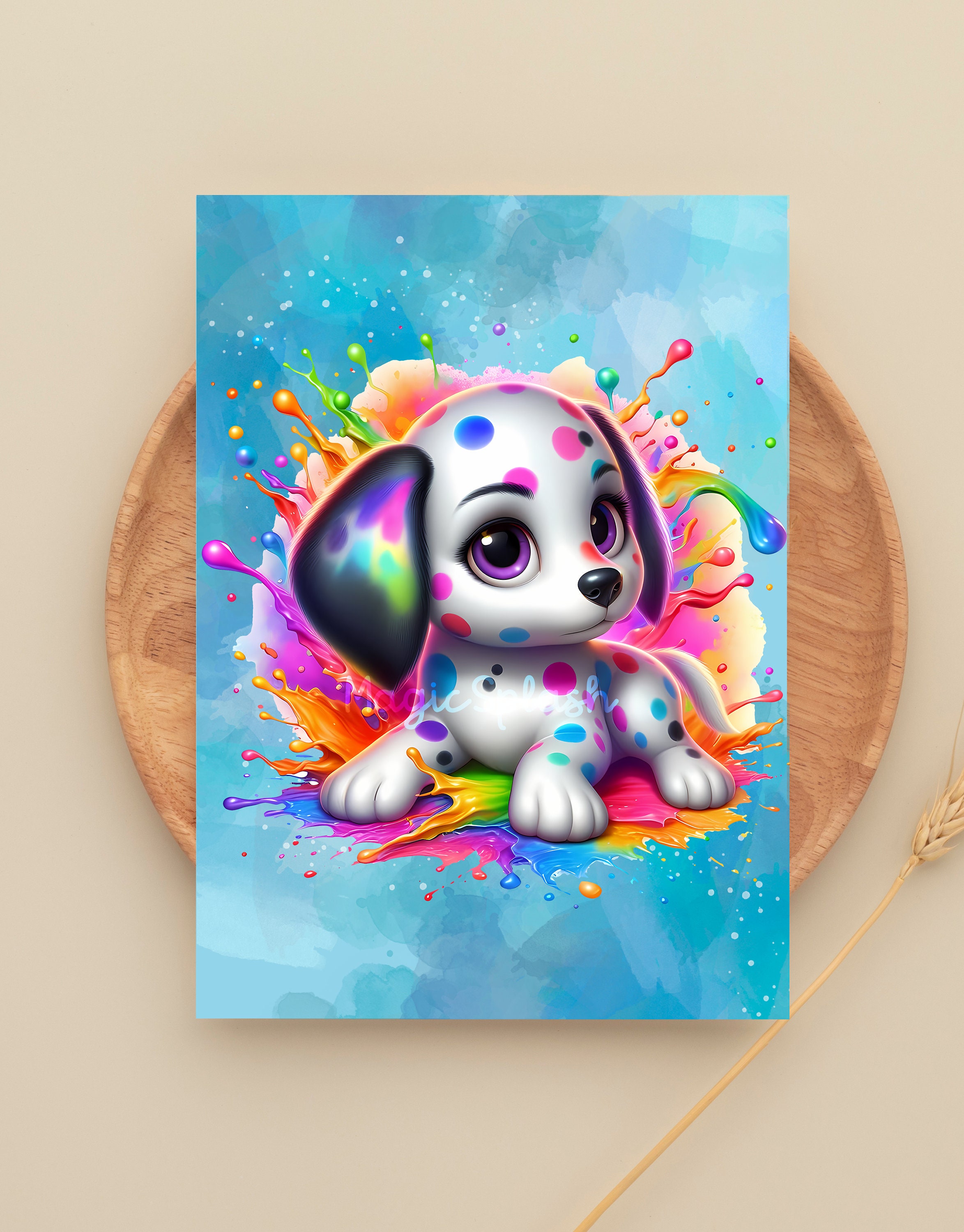 Rainbow Dalmatian Puppy Watercolor Clipart (PNG) - Etsy