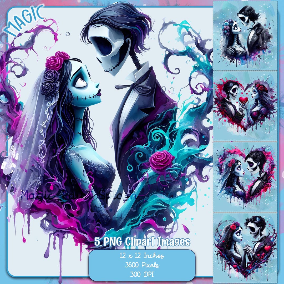 Corpse Bride Watercolor Clipart, Gothic Romance Images (PNG) - Etsy
