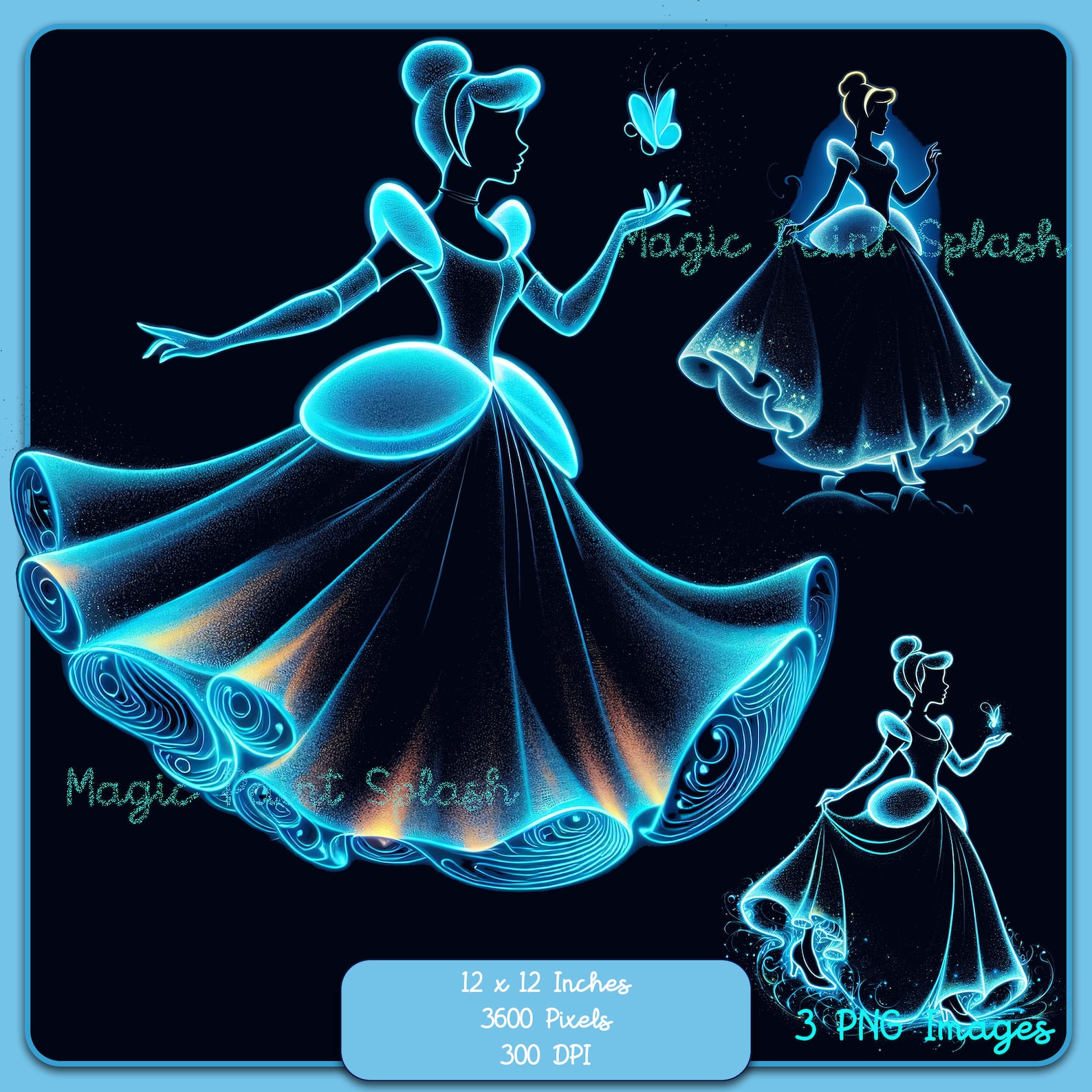 Cinderella Silhouette PNG Images: Rainbow Princess Clipart (digital ...
