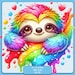 Rainbow Sloth Watercolor Splash, Clipart Images, Graphics and Artwork ...