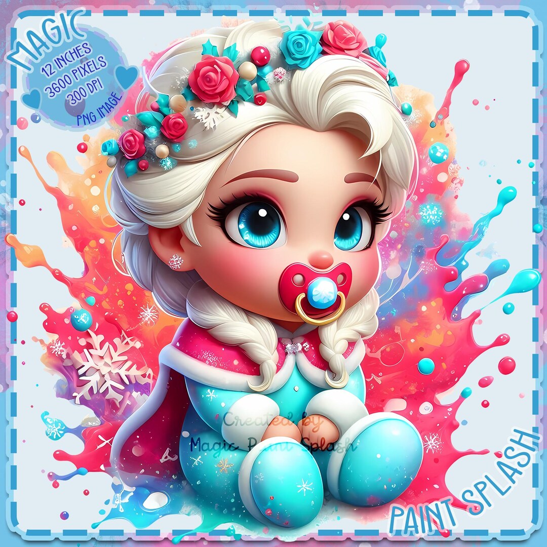 Christmas Baby Elsa Clipart: Watercolor Splash PNG (digital Download ...