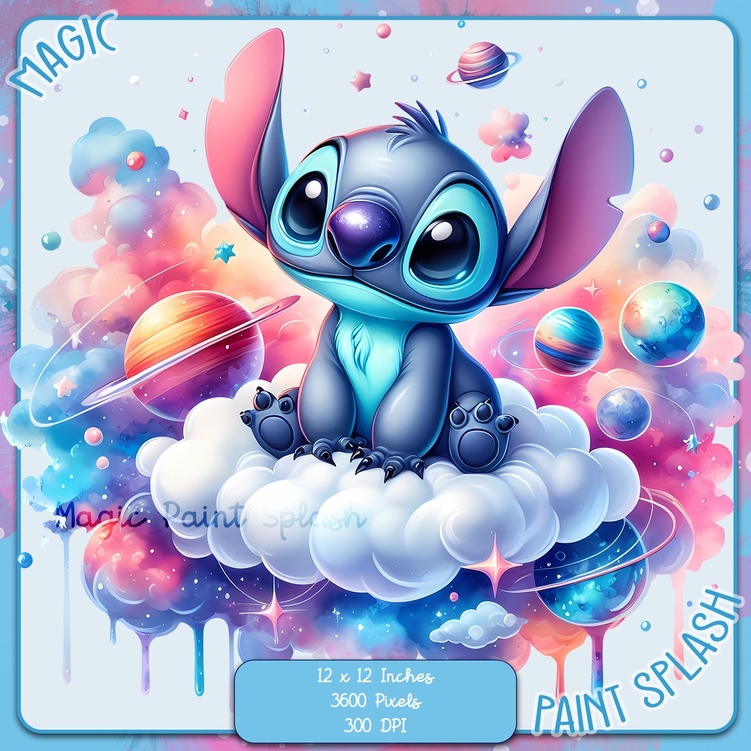 Stitch in Space Watercolor Splash, Clipart Images, Graphics and Artwork ...