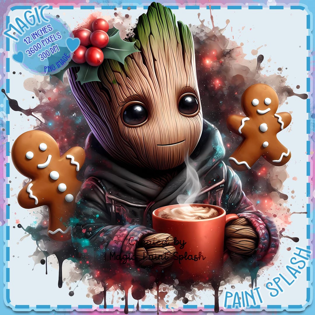Christmas Groot Watercolor PNG, Holiday Character Clipart (digital ...