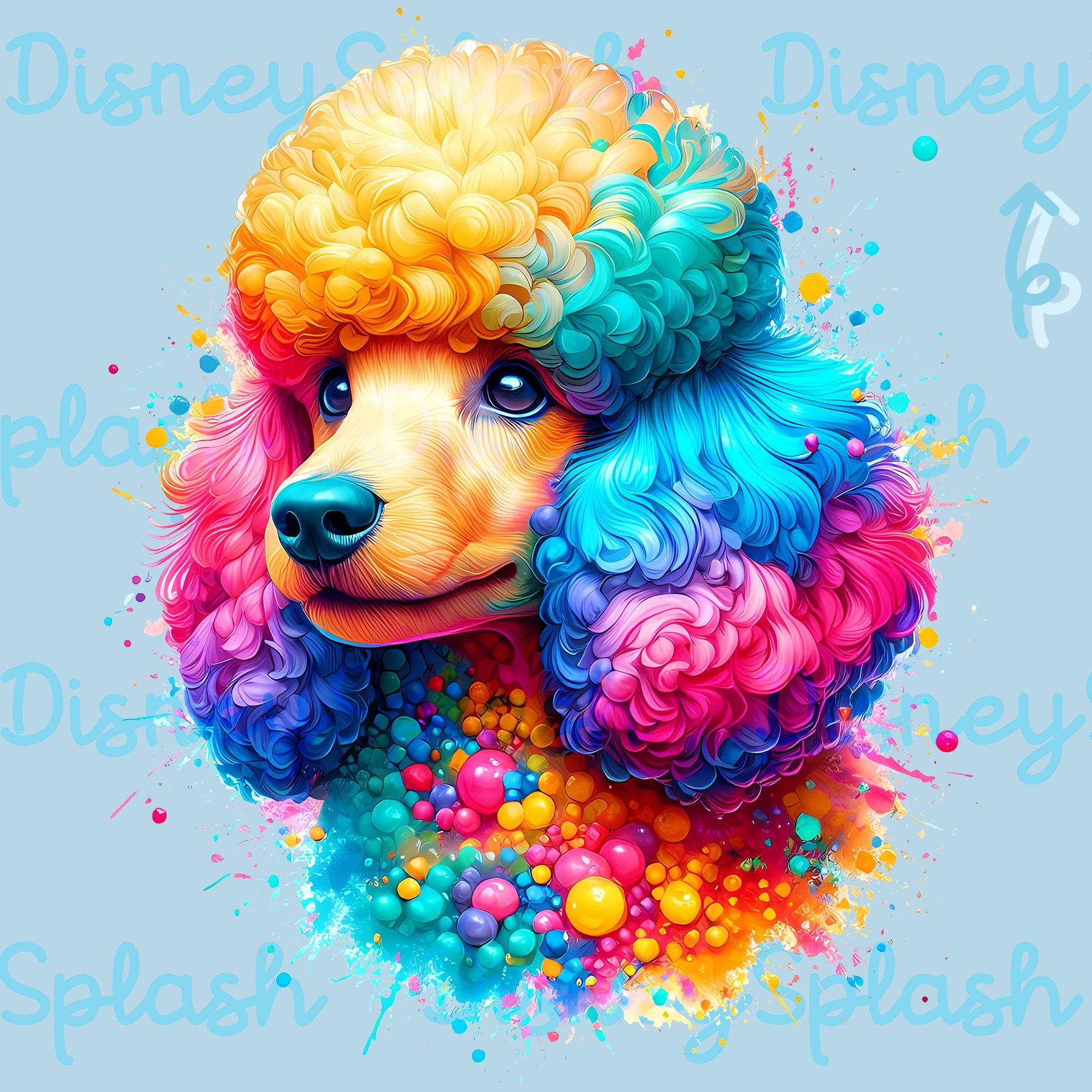 Rainbow Poodle Puppy Clipart: Watercolor Splash PNG (digital Download ...