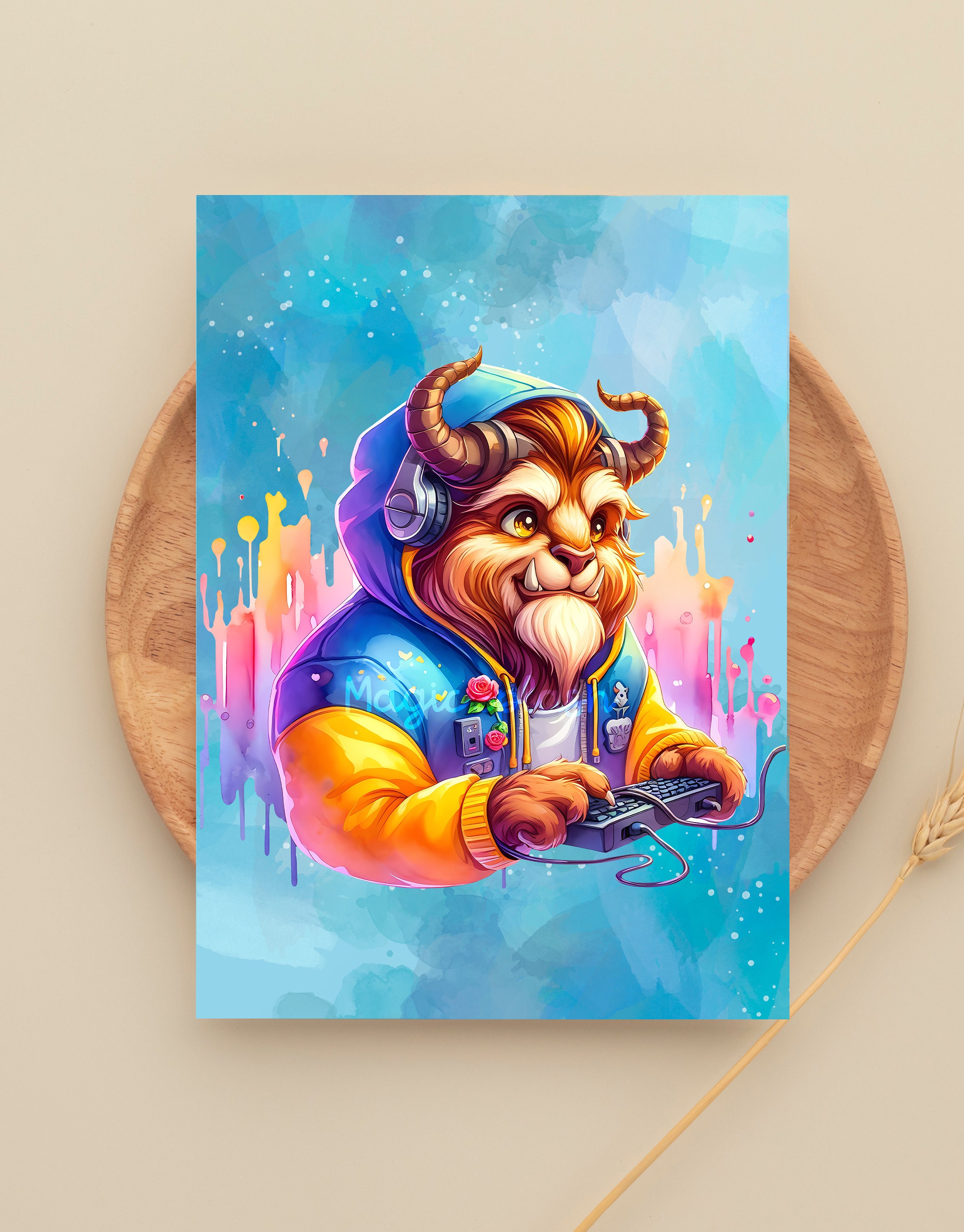 Beast Gamer Clipart: Watercolor Splash PNG Image (digital Download) - Etsy