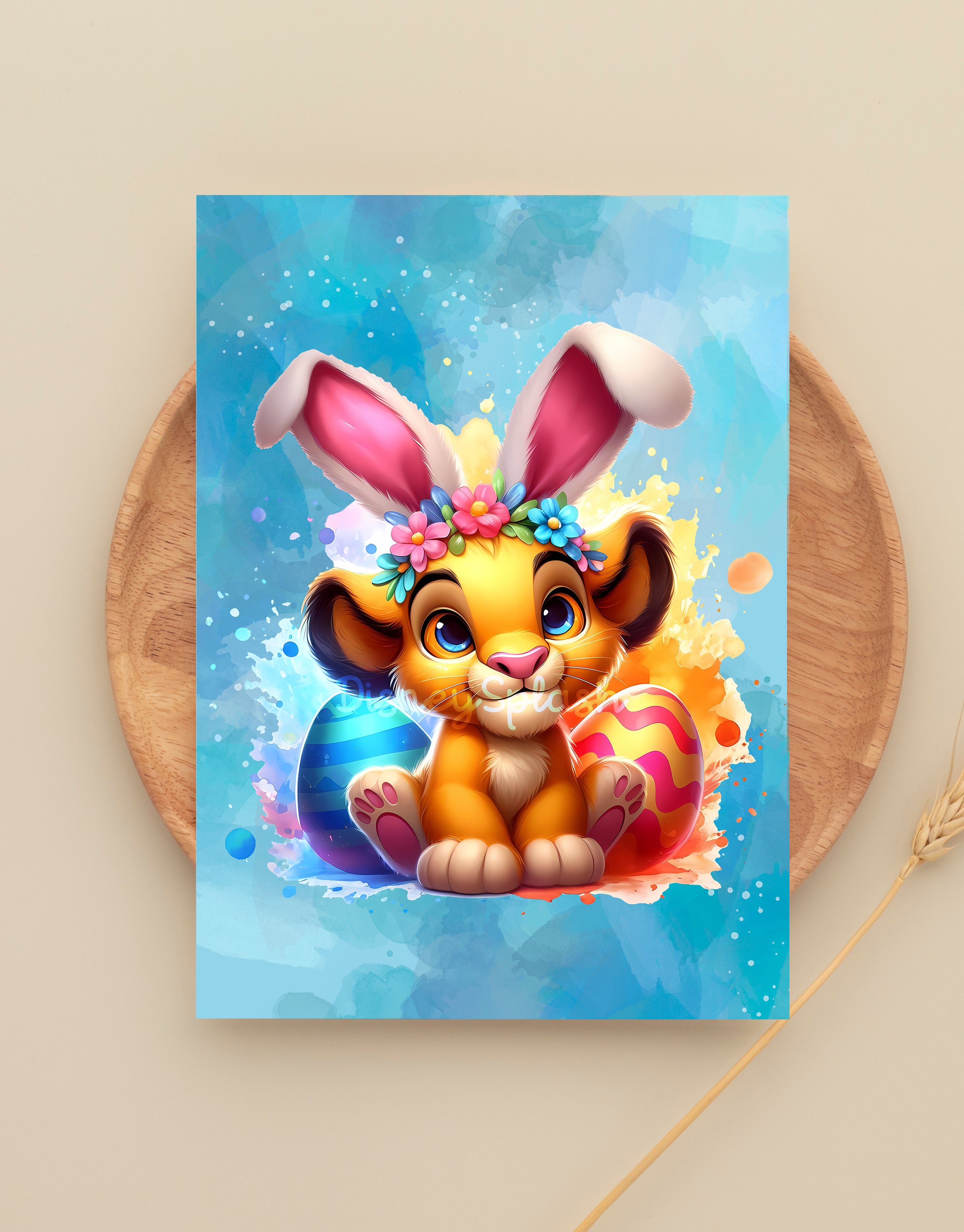 Simba Bunny Ears Watercolor Splash, Clipart Images, Graphics and ...