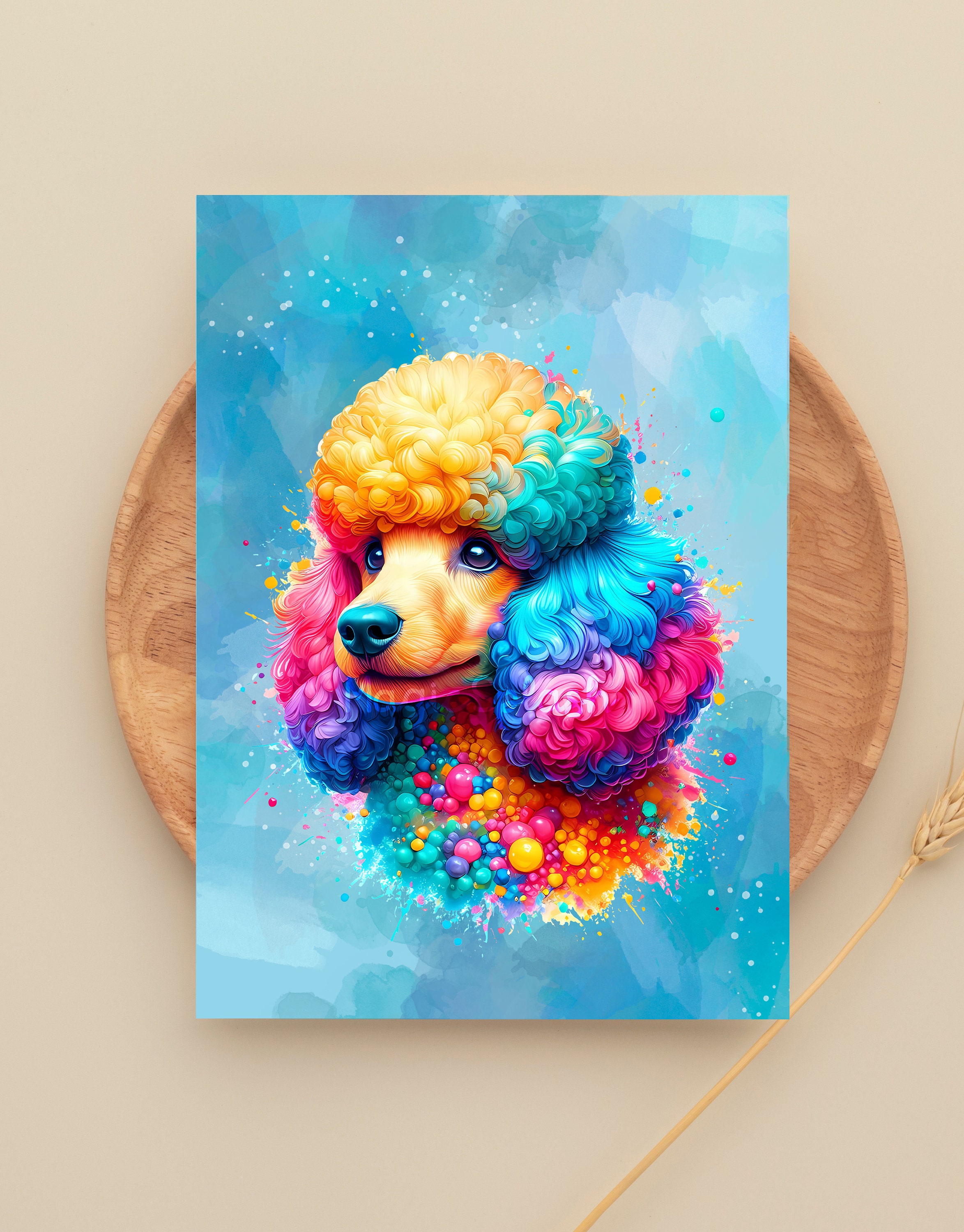 Rainbow Poodle Puppy Clipart: Watercolor Splash PNG (digital Download ...