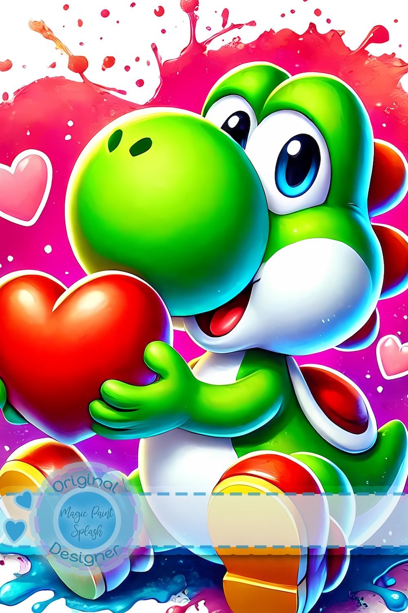 Yoshi Valentine PNG: Watercolor Dragon Clipart (digital Download) - Etsy