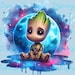 Baby Groot Moon Watercolor Splash, Clipart Images, Graphics and Artwork ...