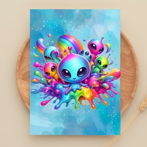 Rainbow Aliens Watercolor Splash, Clipart Images, Graphics and Artwork ...