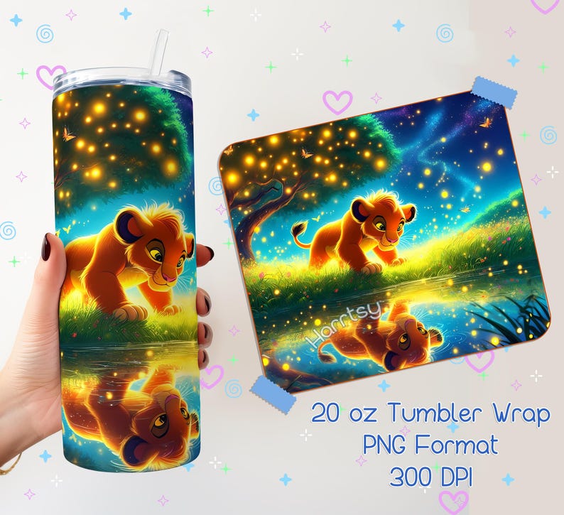 Simba Tumbler Wrap: Lion King Reflection PNG (digital Download) - Etsy