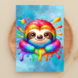 Rainbow Sloth Watercolor Splash, Clipart Images, Graphics and Artwork ...