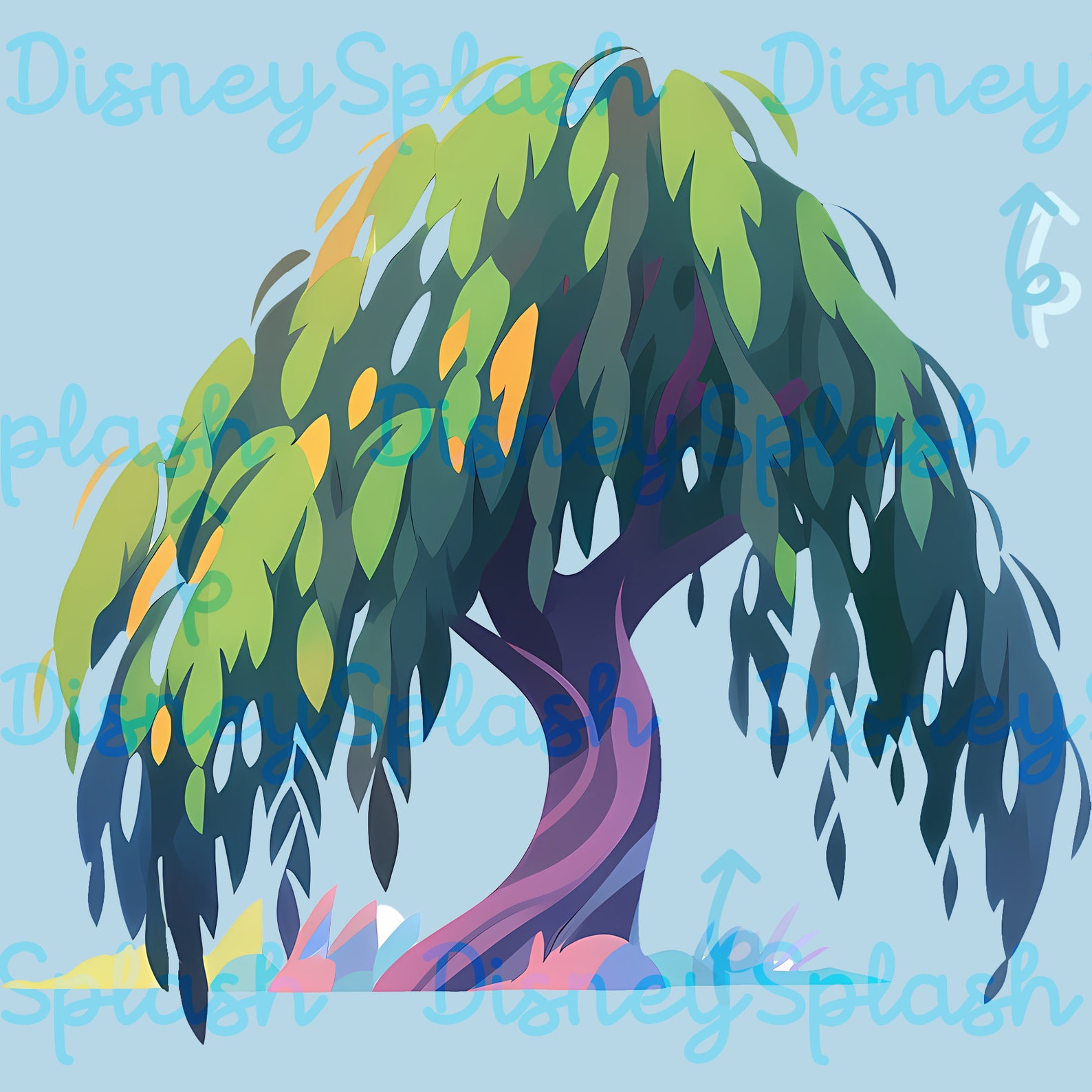 Stylized Willow Trees Clipart Set: Transparent PNG Images (digital ...