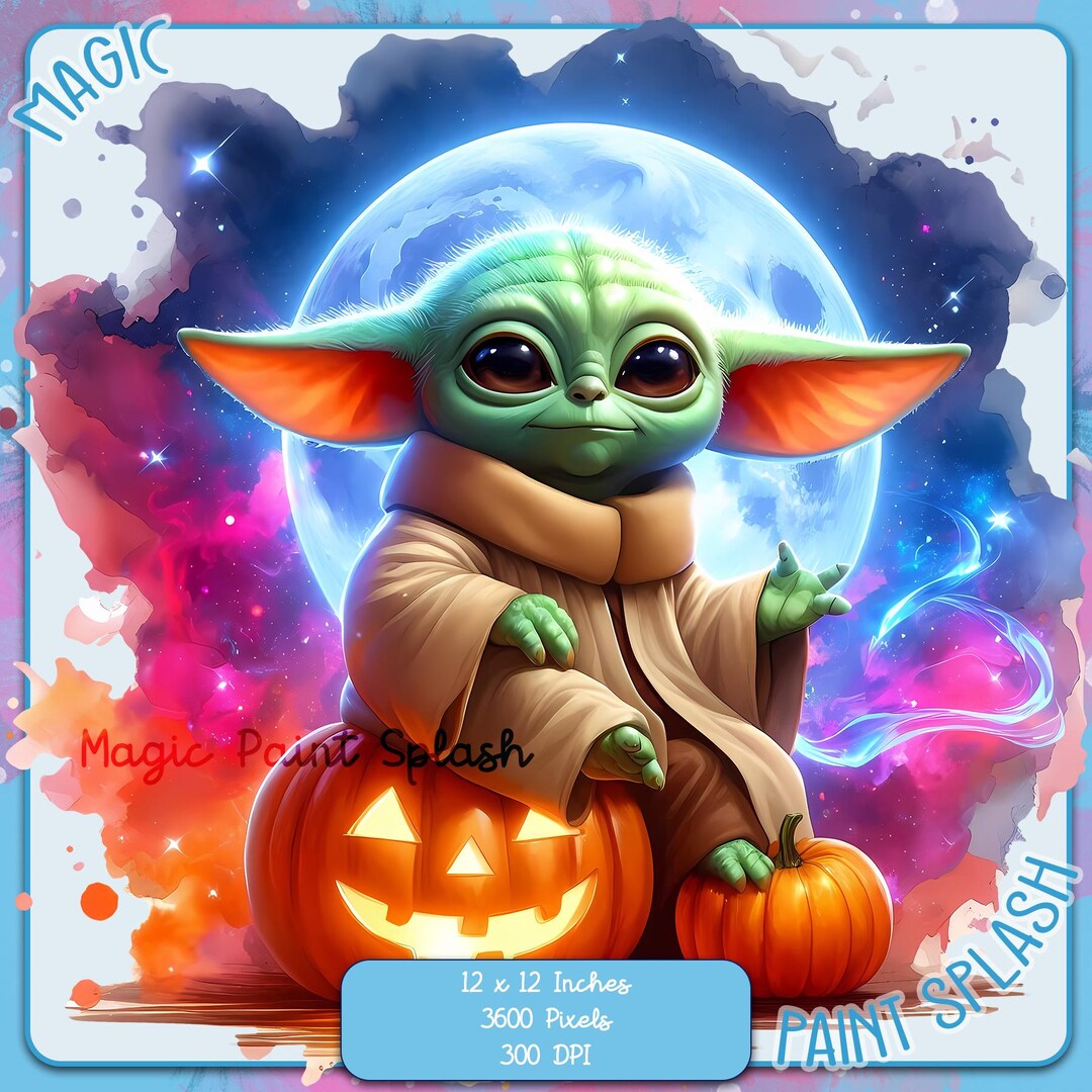 Grogu Halloween, Watercolor Splash PNG File , Clipart Images, Graphics ...