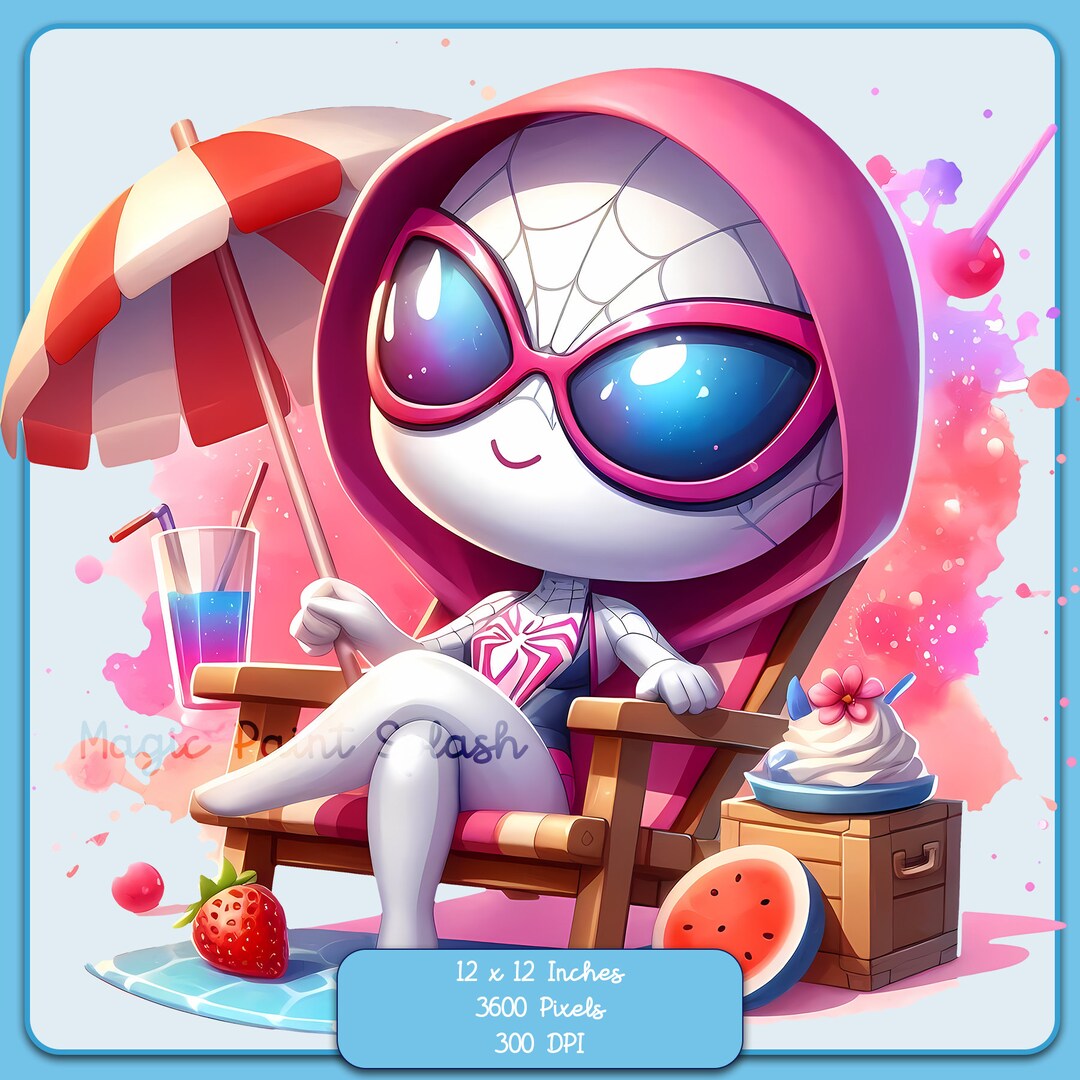 Summertime Spidey Girl Watercolor Splash, Clipart Images, Graphics and ...