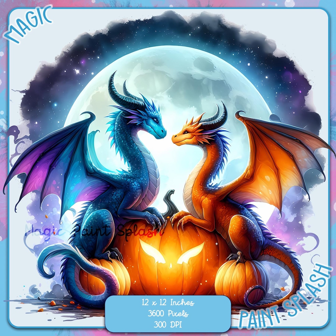 Halloween Dragons PNG: Watercolor Clipart Image (digital Download) - Etsy
