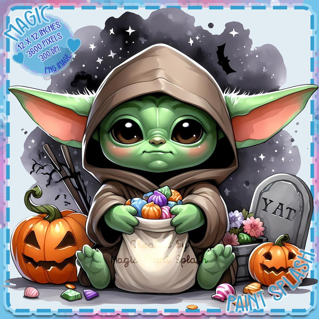 Grogu Halloween Watercolor Splash, Clipart Images, Graphics and Artwork ...