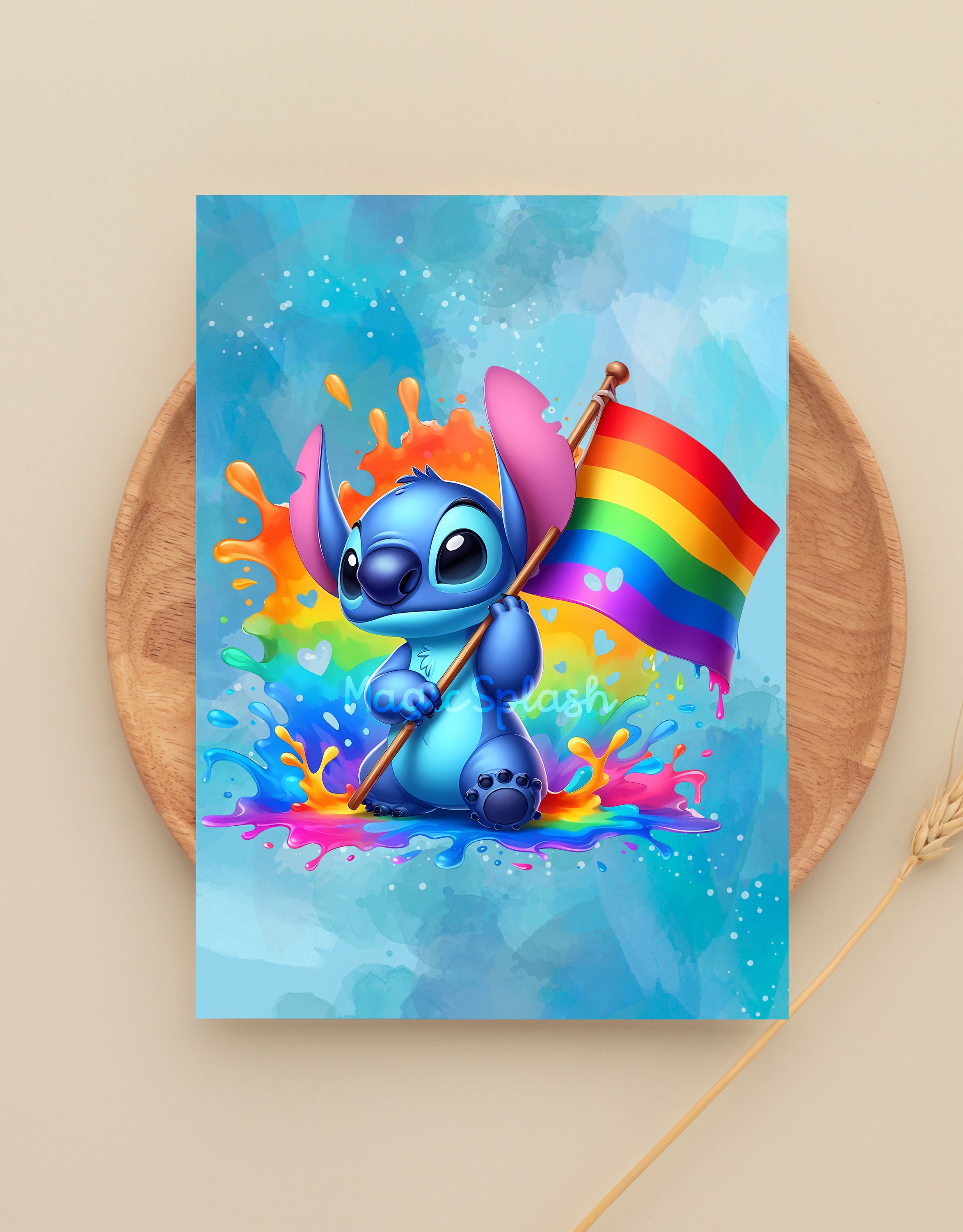 Stitch Pride Flag Watercolor Splash PNG: Rainbow Art (digital Download ...