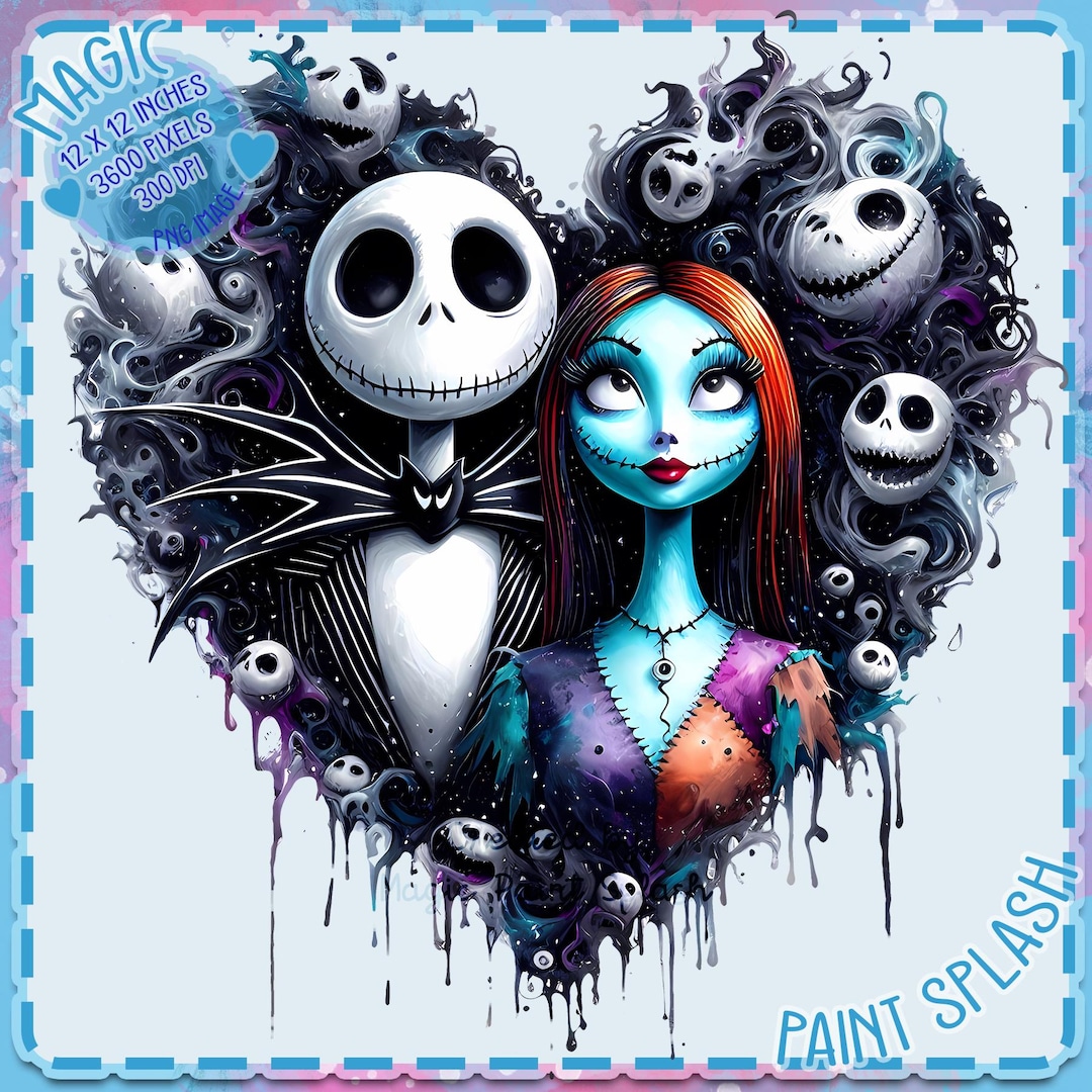 Jack and Sally Watercolor Clipart: Nightmare Before Christmas PNG ...