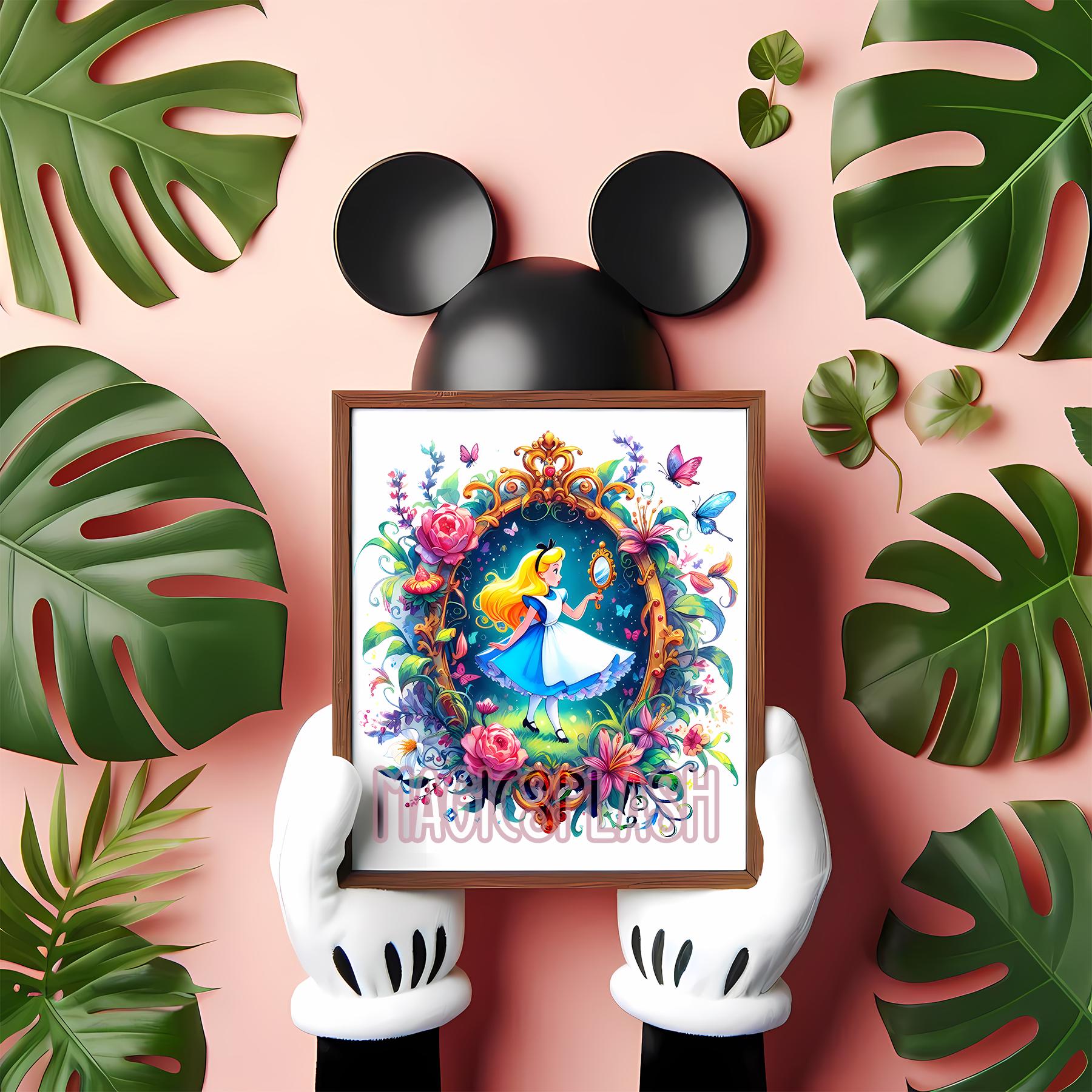 Alice in Wonderland Mirror Clipart: Watercolor Princess Image (PNG) - Etsy
