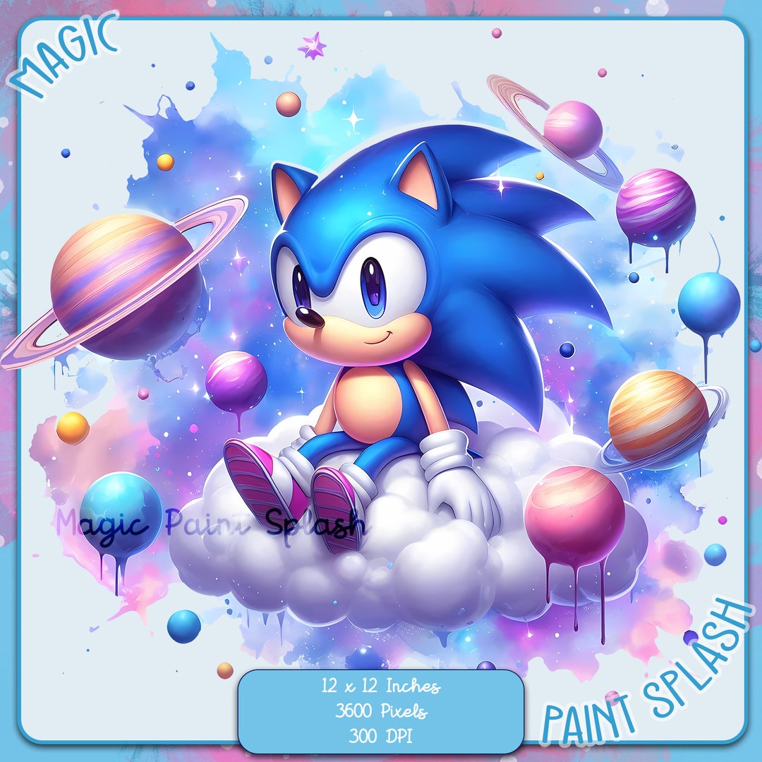 Sonic Clouds Watercolor Splash, Clipart Images, Graphics and Artwork, Rainbow Aesthetic, PNG ...