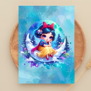 Snow White Moon Watercolor Splash, Clipart Images, Graphics and Artwork ...