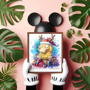Psyduck Christmas Watercolor PNG: Rainbow Holiday Clipart (digital ...