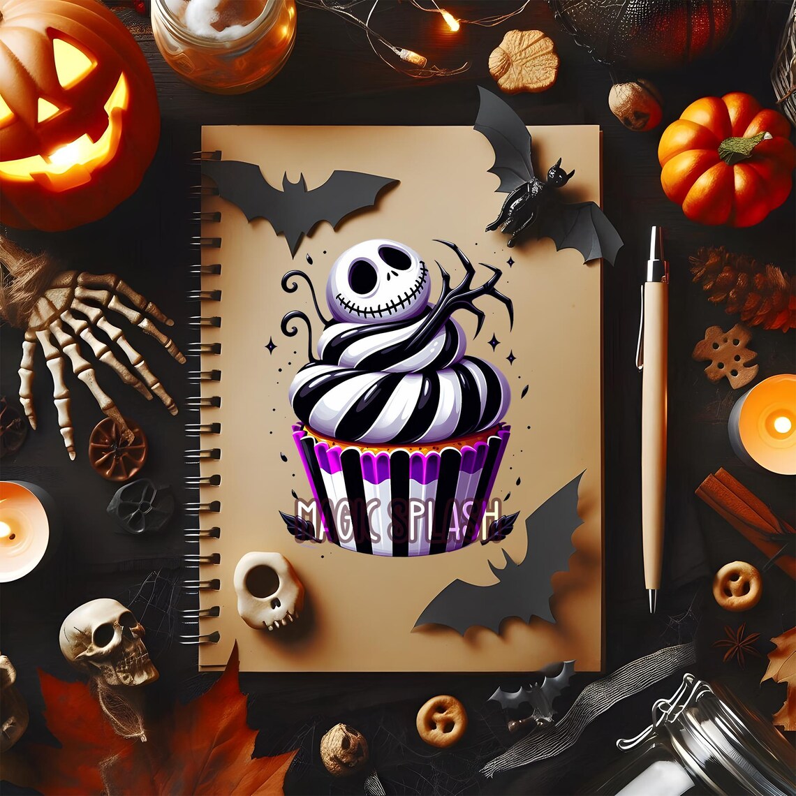 Halloween Cupcakes Clipart Set: Spooky Dessert PNG Images (digital ...
