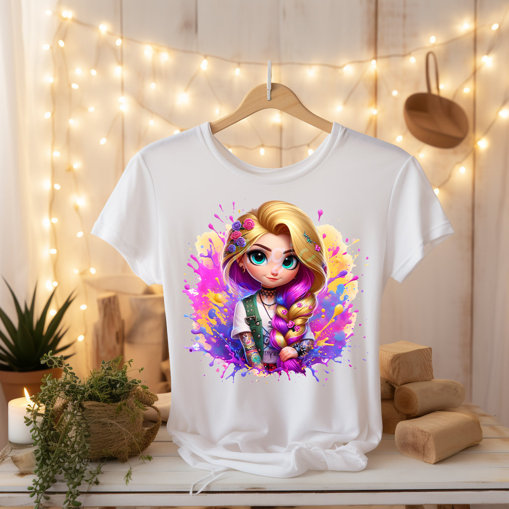 Rapunzel Punk Rock Watercolor Splash, Clipart Images, Graphics and ...