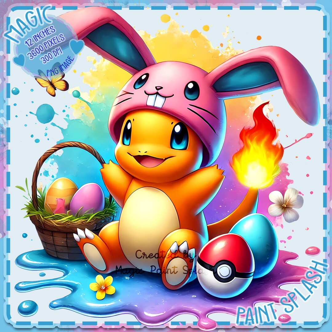 Charmander Easter Watercolor Splash PNG Image, Clipart Images, Graphics ...