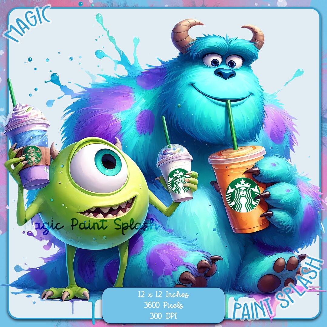 Mike and Sully Coffee Watercolor Splash, Clipart Images, Graphics and ...