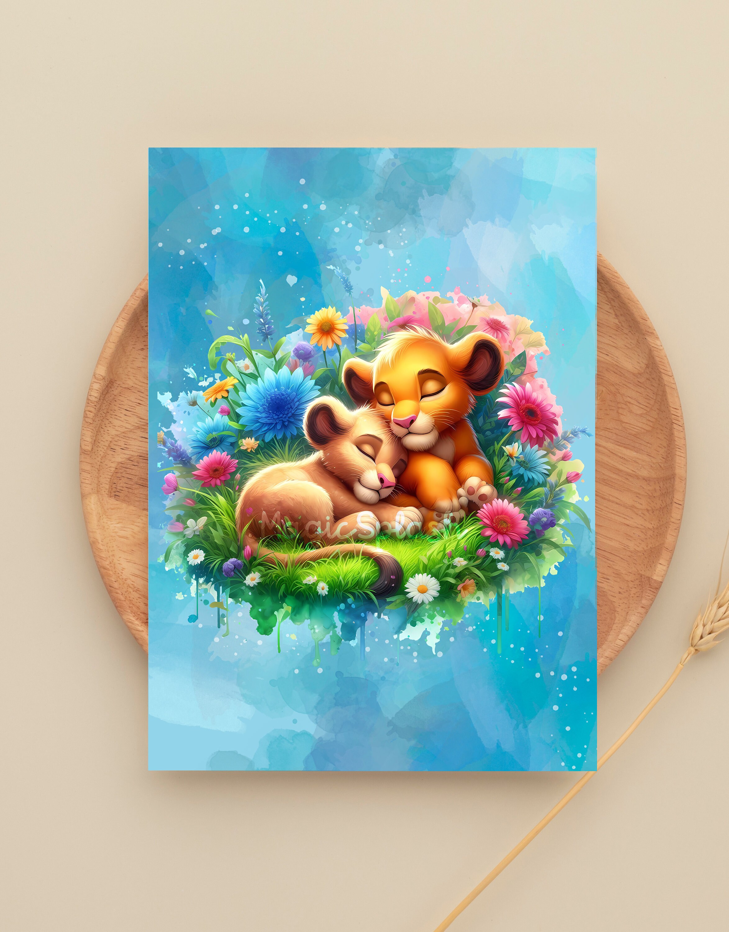 Simba and Nala Cubs Watercolor Splash, Clipart Images, Graphics and ...