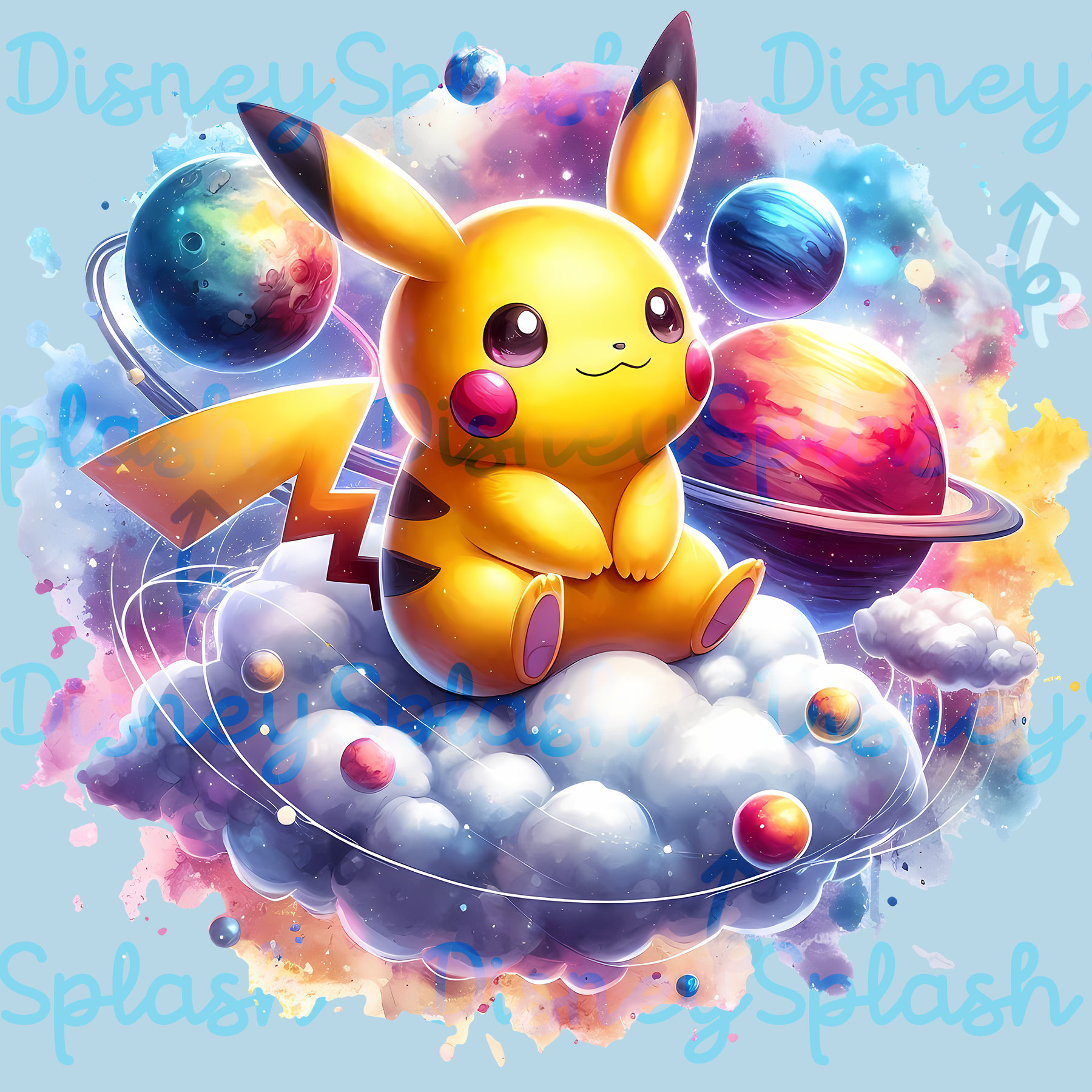 Pikachu Clouds Watercolor Splash, Clipart Images, Graphics and Artwork ...