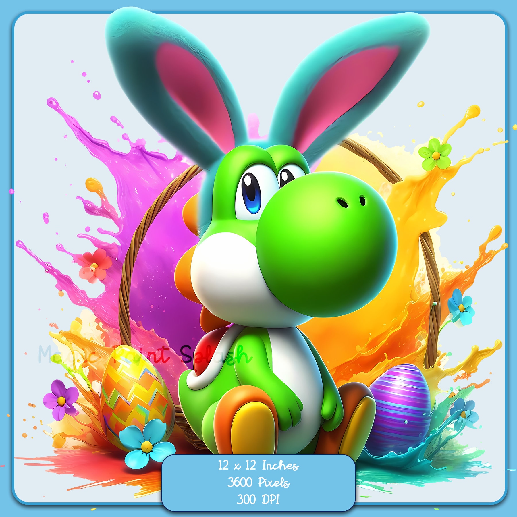 Yoshi Easter Watercolor Splash, Clipart Images, Graphics and Artwork ...