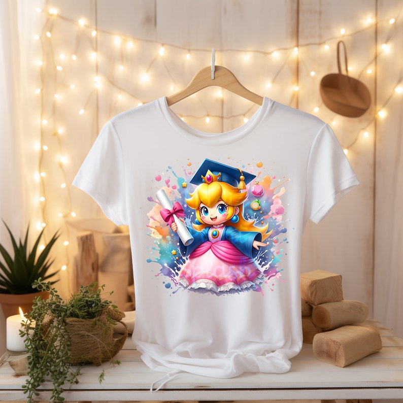 Princess Peach Graduation PNG: Watercolor Clipart Image (digital ...