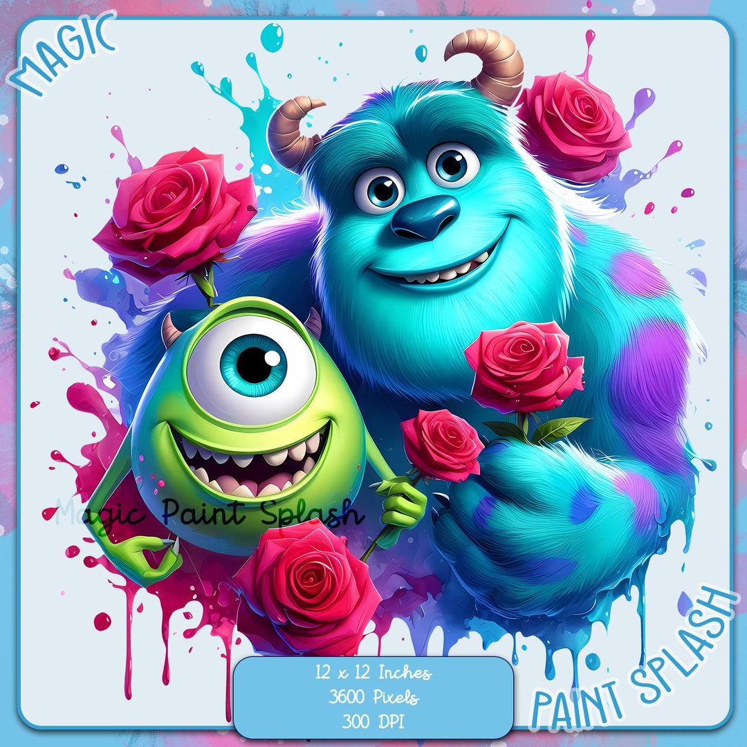Mike and Sully Roses Watercolor Splash, Clipart Images, Graphics and ...