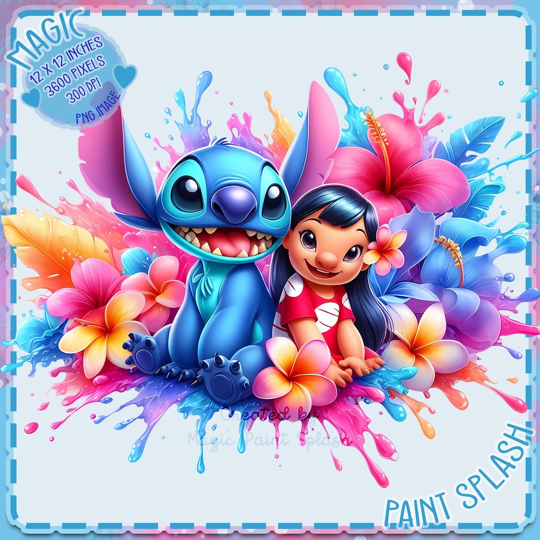 Stitch Watercolor Splash, Clipart Images, Graphics and Artwork, Rainbow ...