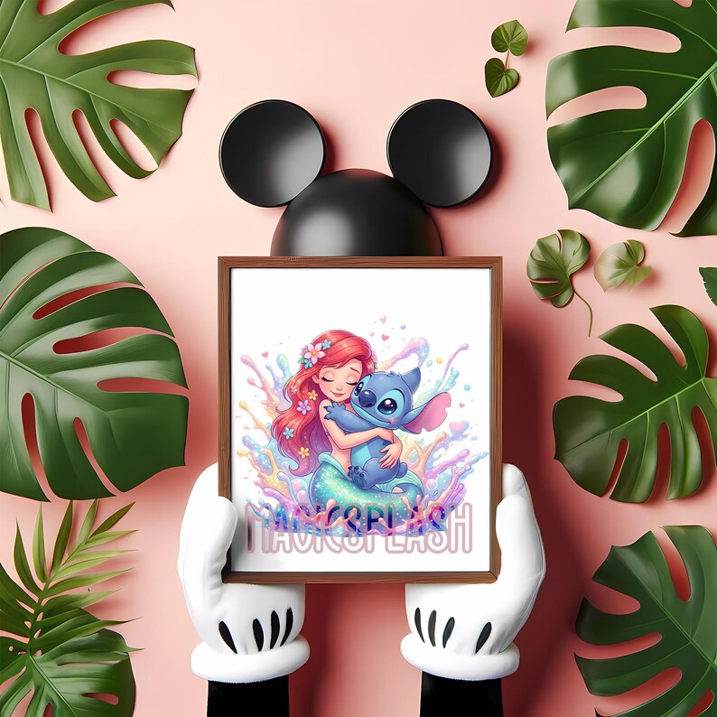 Ariel and Stitch Hug: Watercolor Clipart PNG (digital Download) - Etsy