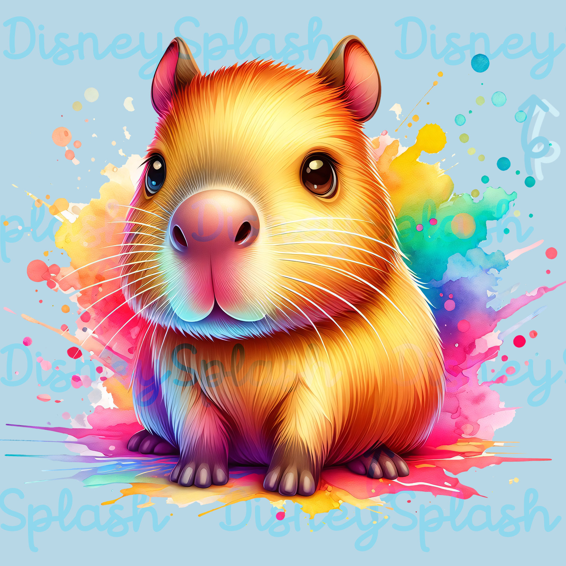 Rainbow Capybara Baby Watercolor Splash, Clipart Images, Graphics and ...