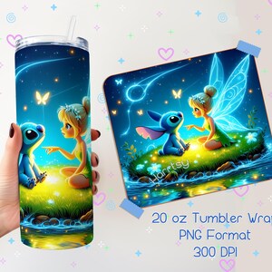 Tinkerbell and Stitch 20 Oz Tumbler Wrap, Tumbler Design, Sublimation ...