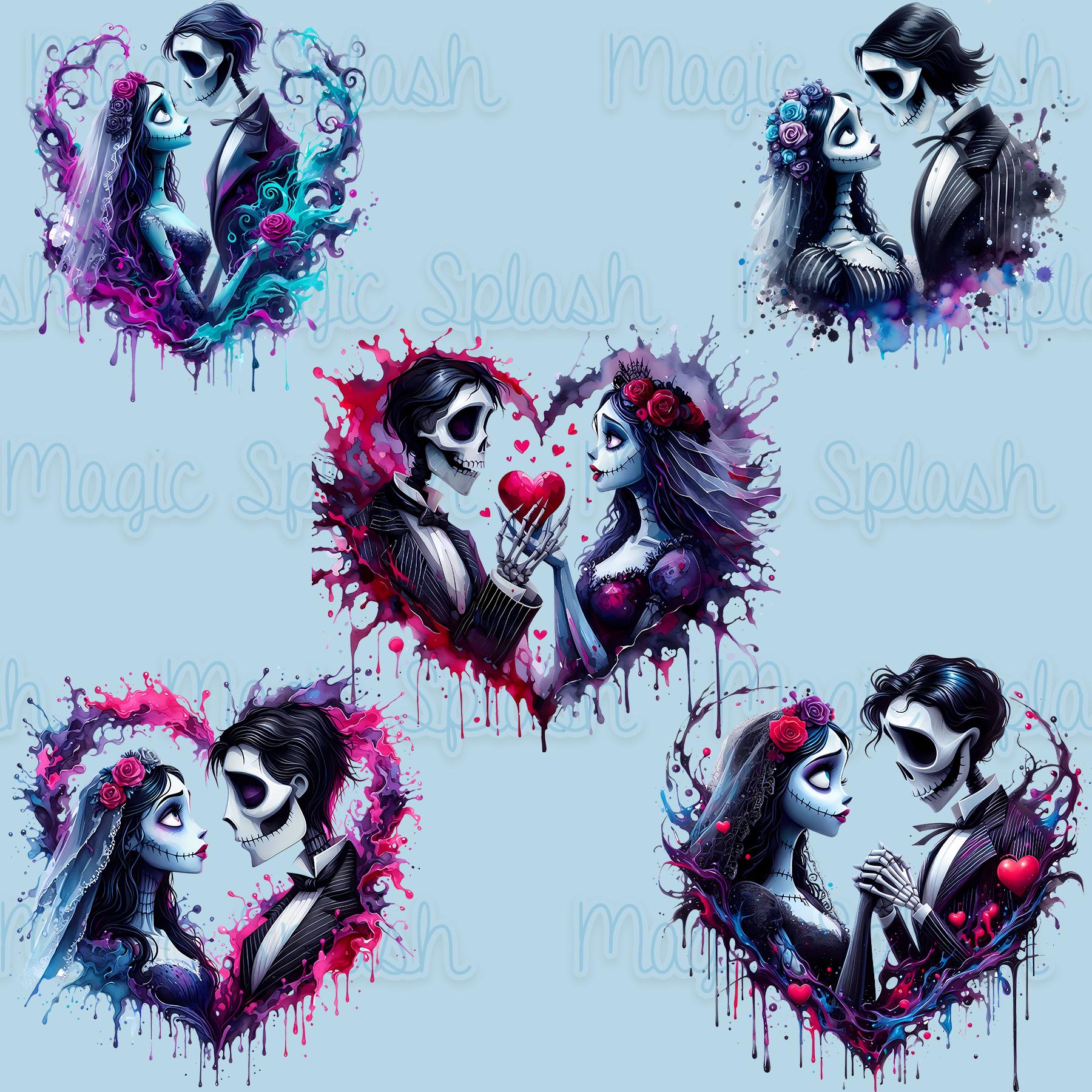 Corpse Bride Watercolor Clipart, Gothic Romance Images (PNG) - Etsy