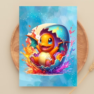 Charmander Easter Egg Watercolor Splash, Clipart Images, Graphics and ...